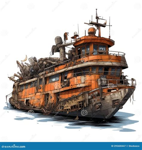 Realistic Ferry Model With Dirty Wheels Paris Dakar Style Stock