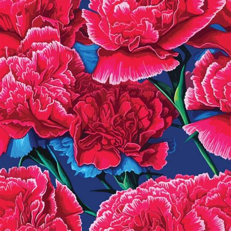 Premium Vector Seamless Colorful Carnation Pattern