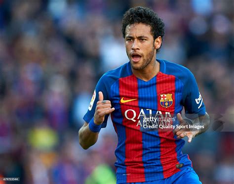 Neymar Jr Of Barcelona Celebrates After Scoring The First Goal During