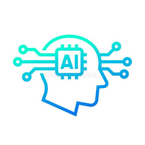 Human Head Tech Icon Ai Chip Technological Brain Artificial Intelligence Stock Vector