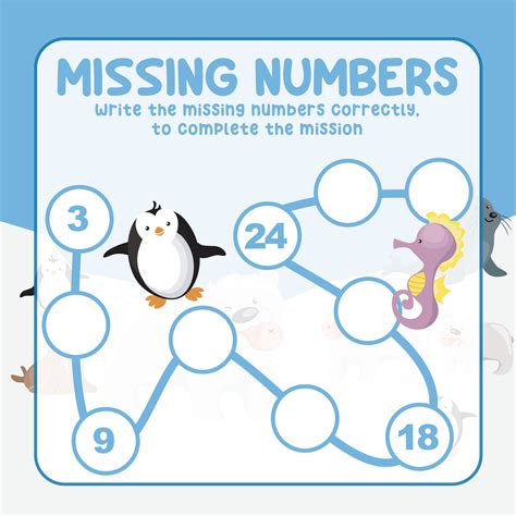 Missing Numbers Write The Answer Correctly Educational Printable Math Worksheet Count And
