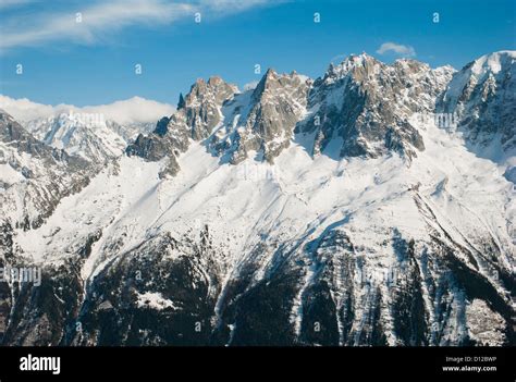 Snow On The French Alps Chaminox Mont Blanc Rhone Alpes France Stock