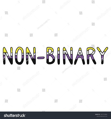 Cute Non Binary Typography Cartoon Vector Stock Vector Royalty Free