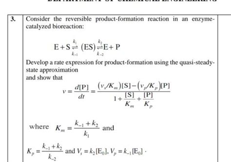 Consider The Reversible Product Formation Reaction In An Enzyme Catalyzed