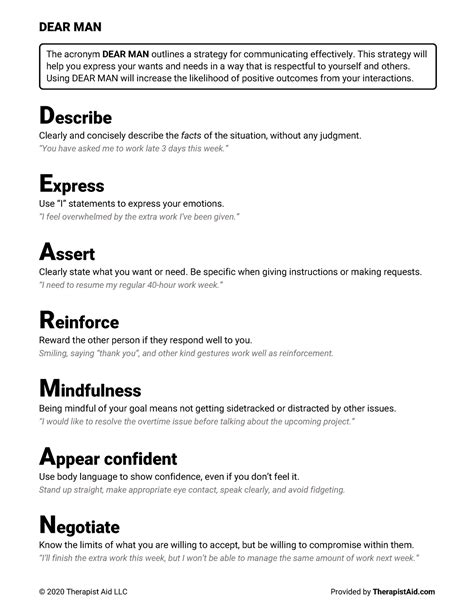 Dear Man Worksheet Dbt Dear Man © 2020 Therapist Aid Llc