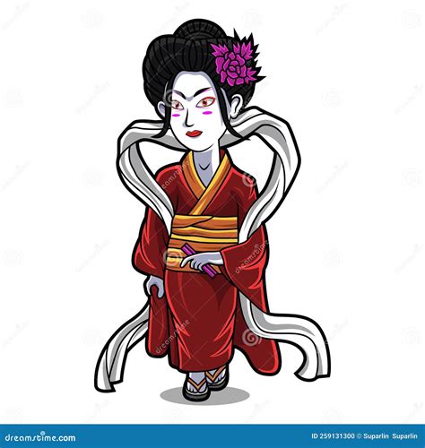 Geisha Chibi Mascot Logo Design Stock Vector Illustration Of Figurine Character 259131300