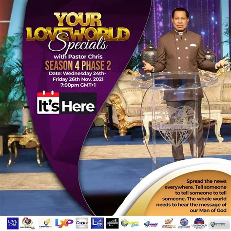 Your Loveworld Specials With Pastor Chris Pastor Benny Hinn Artofit
