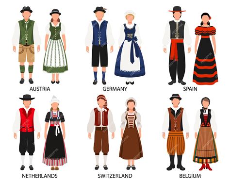 Premium Vector A Set Of Couples In Folk Costumes Of European