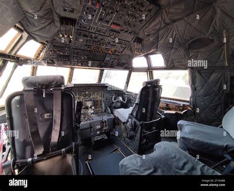 Cockpit Of A Turkish Air Force Transall C 160d Transport Aircraft Stock