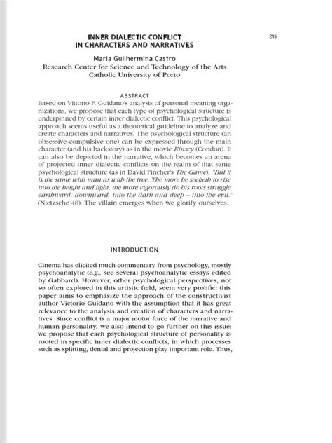 Inner Dialectic Conflict In Characters A Pdf Attachment Theory