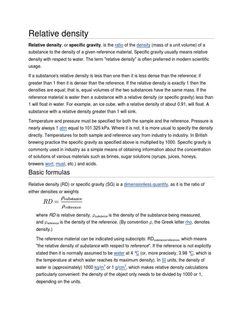 Measuring Relative Density Methods Formulas And Applications Pdf