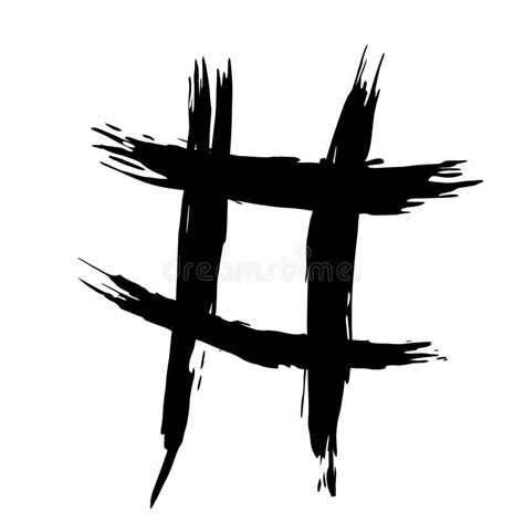 The Hash On A White Background Is Drawn By Hand With A Brush Stock
