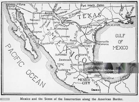 A Map Of Mexico Showing The Location Of The Insurrection Along The