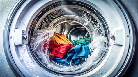 A Deep Dive Into The Laundry Cycle Closeup Of A Washing Machines Spinning Drum Showing Clean