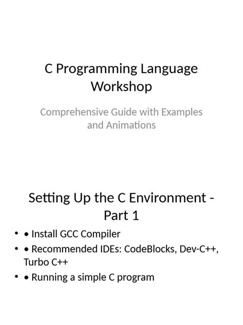 C Programming Workshop Complete Pdf Integer Computer Science