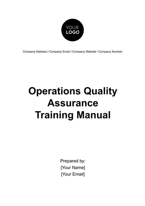 Operations Quality Assurance Training Manual Template Edit Online