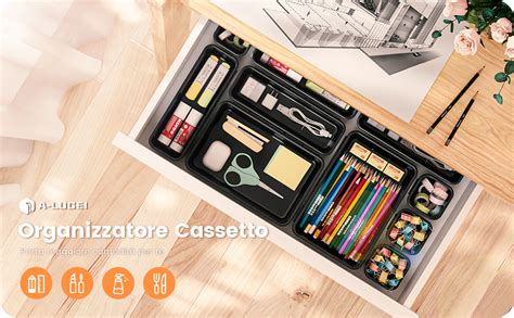 A Lugei 𝟮𝟮 𝗣𝗲𝘇𝘇𝗶 Nero Organizer Cassetti Scrivania Organizer Per
