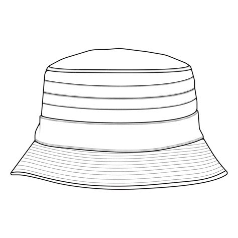 Premium Vector Bucket Hat Outline Drawing Vector Bucket Hat In A