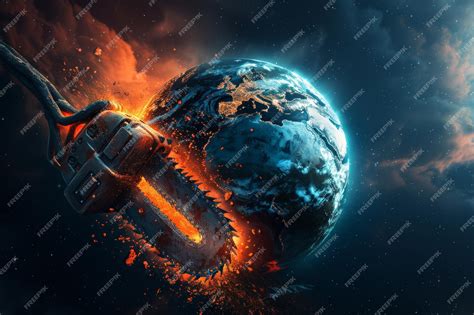 Premium Photo A Dynamic Of Deforestation Metaphor With Broken Earth