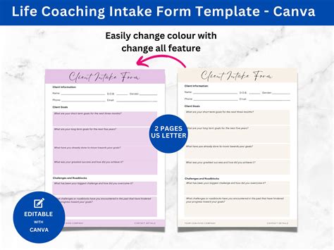 Life Coaching Intake Form Template For A New Client Intake Template Pdf For Life Coach Intake