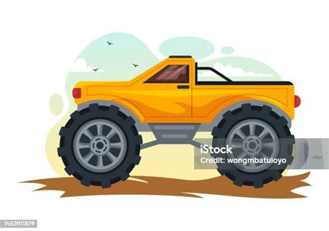 오프로드 자동차 또는 Suv가 평평한 익스트림 스포츠 만화 손으로 그린 템플릿에서 바위가 많은 지형 강 및 모래를 통과하는 오프로드 그림 0명에 대한 스톡 벡터 아트 및