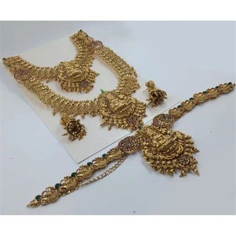 Golden Brass Matte Finish Bridal Necklace Set At Rs 1050set In