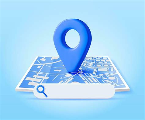 3d Location Folded Paper Map Search Bar And Pin Isolated Blue Gps Pointer Marker Icon Gps And