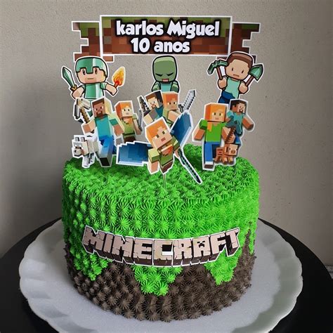 Bolo Minecraft Bolo Minecraft Decoração Festa Minecraft Bolo Manicraft