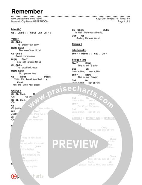 Remember Chords Pdf Maverick City Music Upperroom Praisecharts