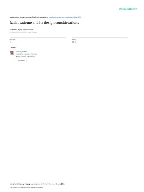 Radar Radome And Its Design Considerations December 2009 Pdf