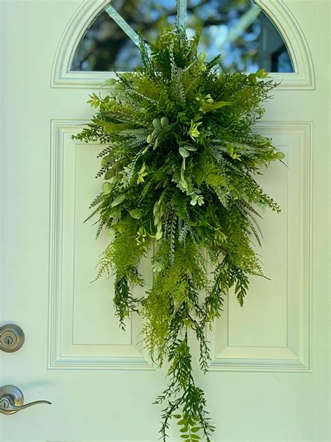 Farmhouse Spring Door Swag Greenery Wreath 34 Handmade Decor Etsy