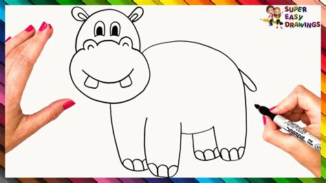 How To Draw A Hippo Step By Step 🦛 Hippopotamus Drawing Easy Youtube