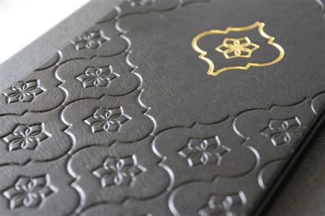 Blind Deboss And Gold Foil Leather Menu Cover Gold Menu Cover Design