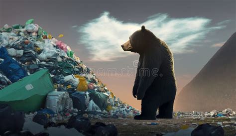 A Giant Bear With A Huge Pile Of Garbage Generative Ai Stock