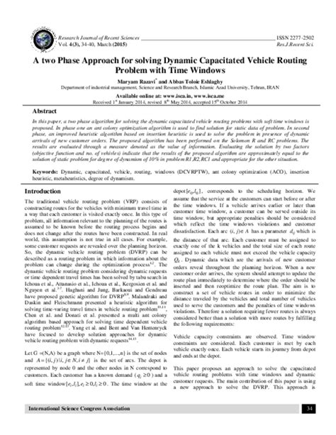 Pdf A Two Phase Approach For Solving Dynamic Capacitated Vehicle