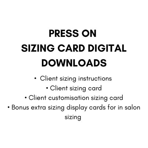 Press On Sizing Card Editable Little Blank Spaces