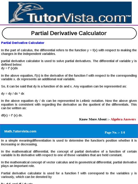 Partial Derivative Calculator Guide Pdf Teaching Methods And Materials