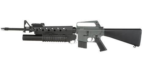 Eandc M16a1 Rifle Inkl M203 Grenade Launcher Vollmetall Qd 1 5 Gearbox S Aeg 6mm Bb Schwarz