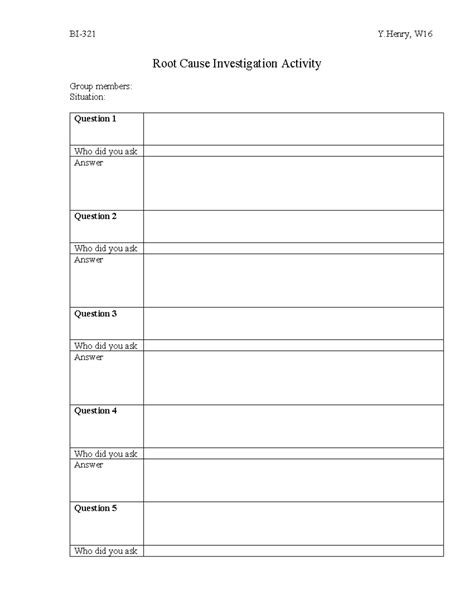 Rca Template W20 B1 304 Bi 321 Y W Root Cause Investigation