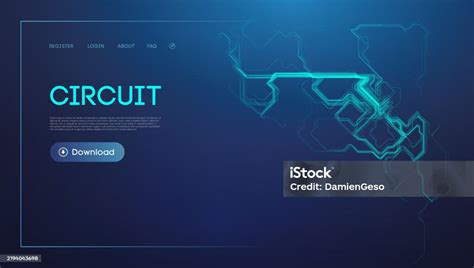Blue Circuit Design For Technology Background Stock Illustration