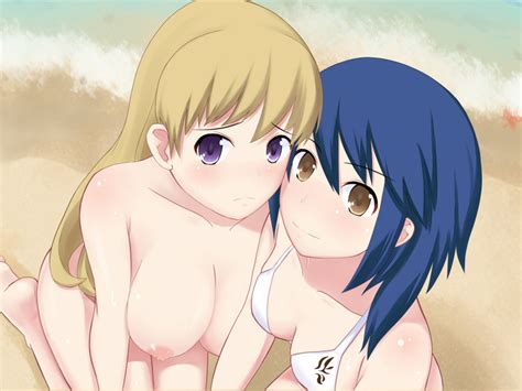 Rule 34 Bare Shoulders Blue Hair Blush Breasts Large Breasts Long