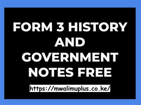 Form Three History And Government Notes
