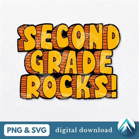 Second Grade Rocks Digital Download Png And Svg Files Stone Age Font