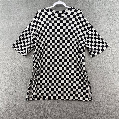 Dressed In Lala Tops Dressed In Lala Black White Checkered Ribbed