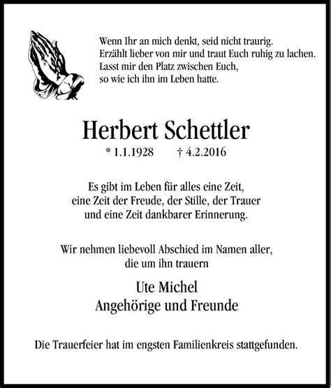 Traueranzeigen Von Herbert Schettler Trauer In Nrwde