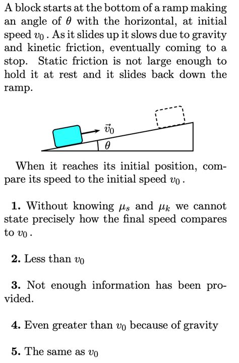solved a block starts at the bottom of a ramp making an