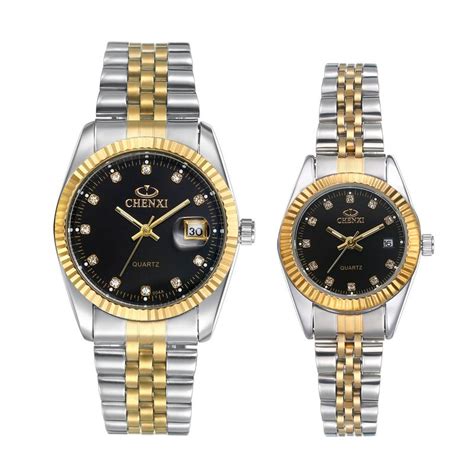 Oidea Stainless Steel Couple Wrist Watches Waterproof Round Dial