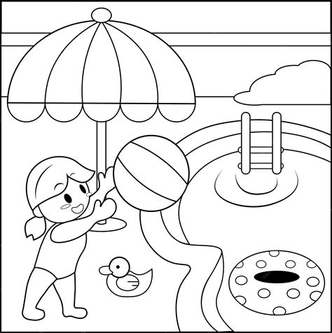 Premium Vector Hand Drawn Swimming Pool Outline Doodle Coloring Page 03