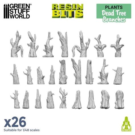 Green Stuff World 3d Printed Set Dead Tree Brushes Bestmodel Shop