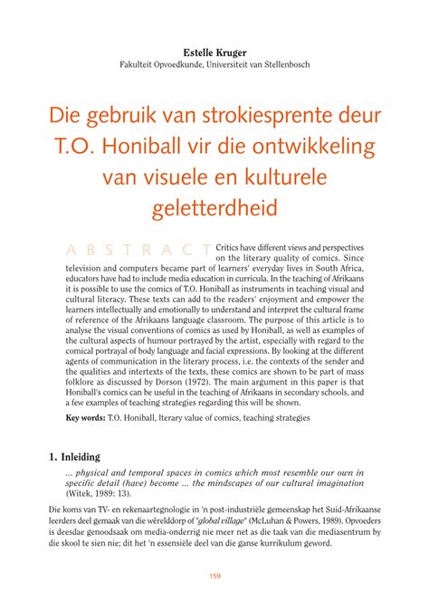 Pdf Die Gebruik Van Strokiesprente Deur To Honiball Vir Die
